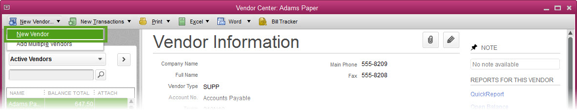 Adding and updating Vendor information in Acctivate.
