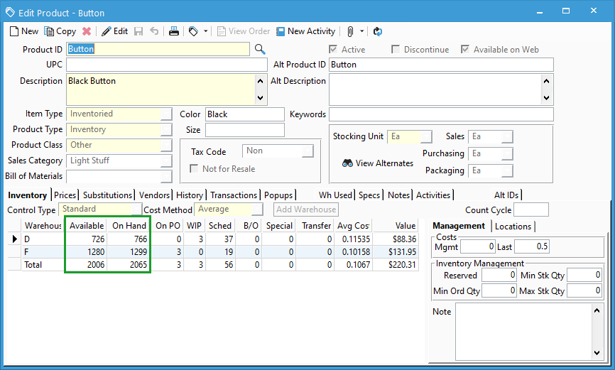 What is the Difference between Available and On Hand Quantities?