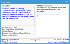 Resolving an exception error when attempting to view or print reports.