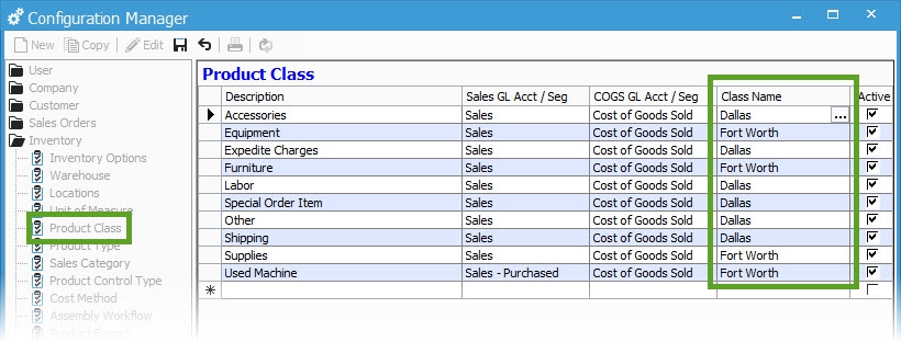 Configuring Acctivate to use QuickBooks Class Tracking.