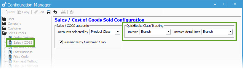 Configuring Acctivate to use QuickBooks Class Tracking.