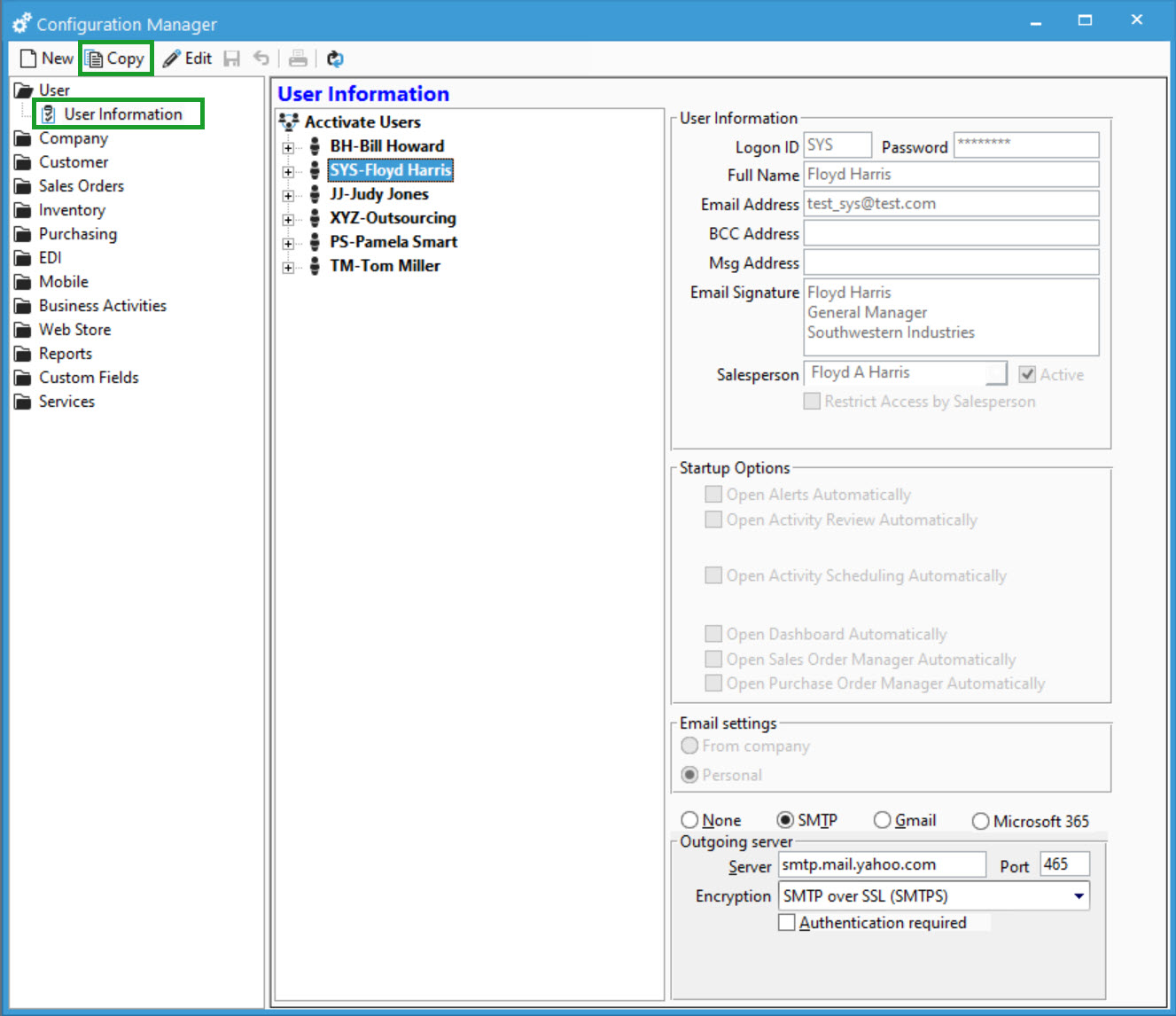 Create a New Acctivate User by Copying an Existing User
