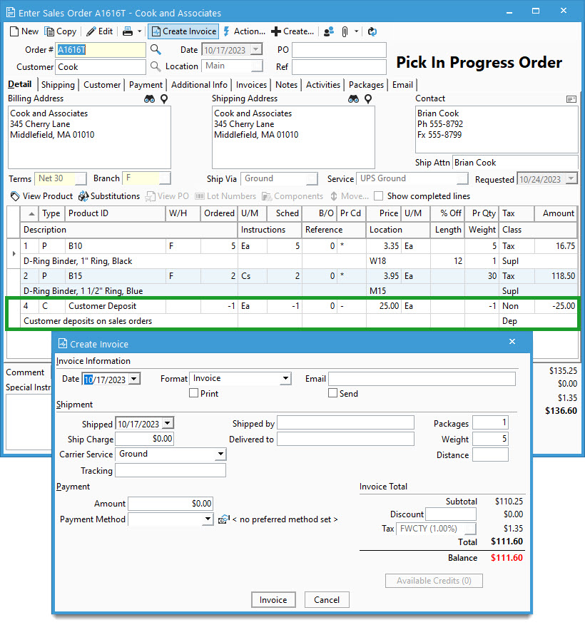 Creating and Tracking Customer Deposits.