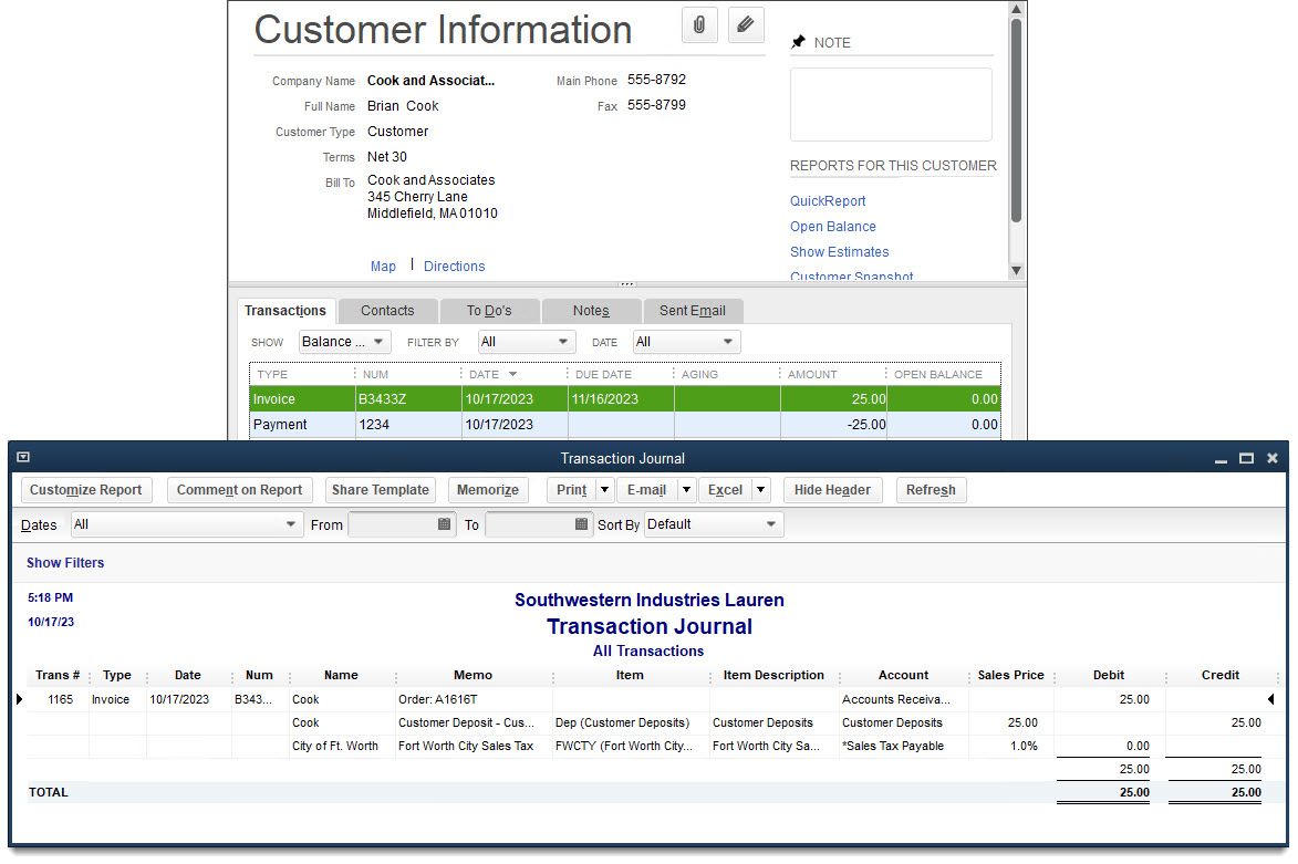 Creating and Tracking Customer Deposits.