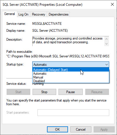 Why does the SQL service not restart after rebooting even when set to automatically restart?