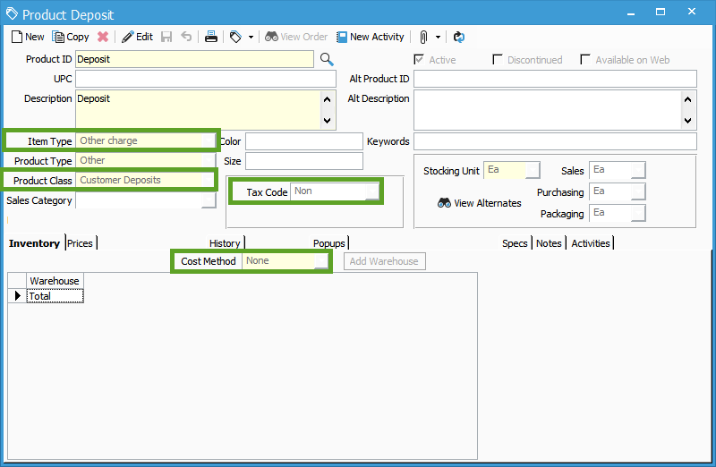 Creating and Tracking Customer Deposits.