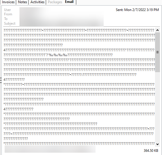 Why am I seeing strange symbols throughout the program or in emails?