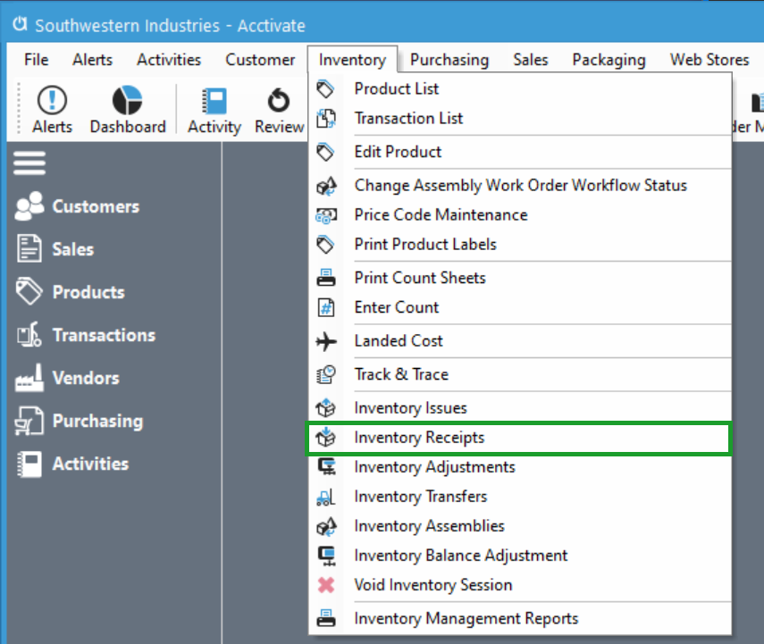 Find and Post an unposted Inventory Receipt Transaction