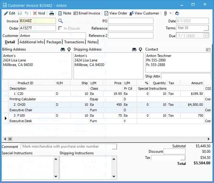 Adding a Late fee to an Invoice.