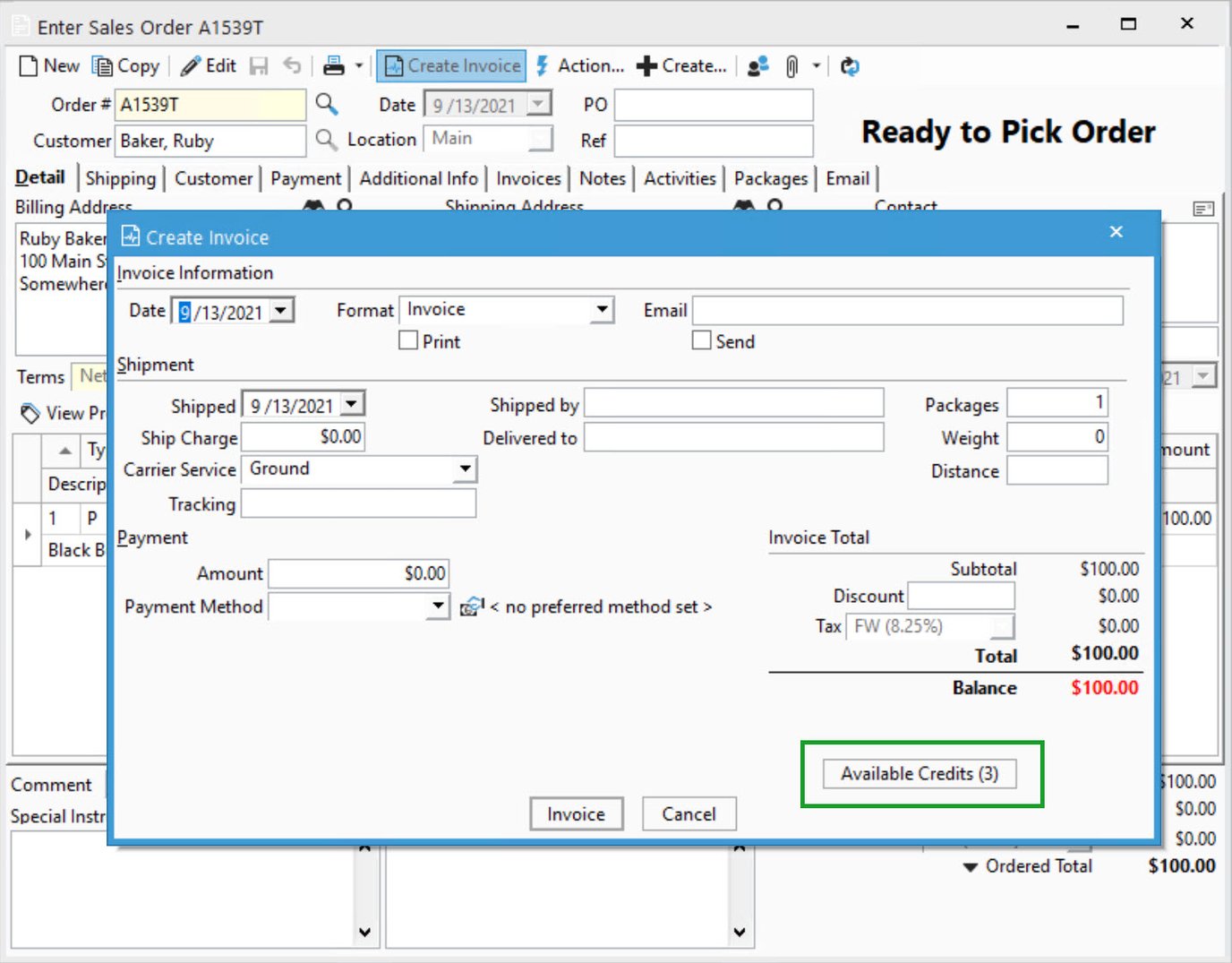 Applying Credits At The Time Of Invoicing.