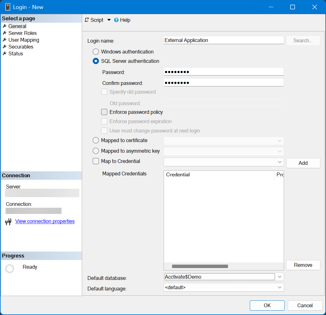 Creating a read-only SQL Server user Account.
