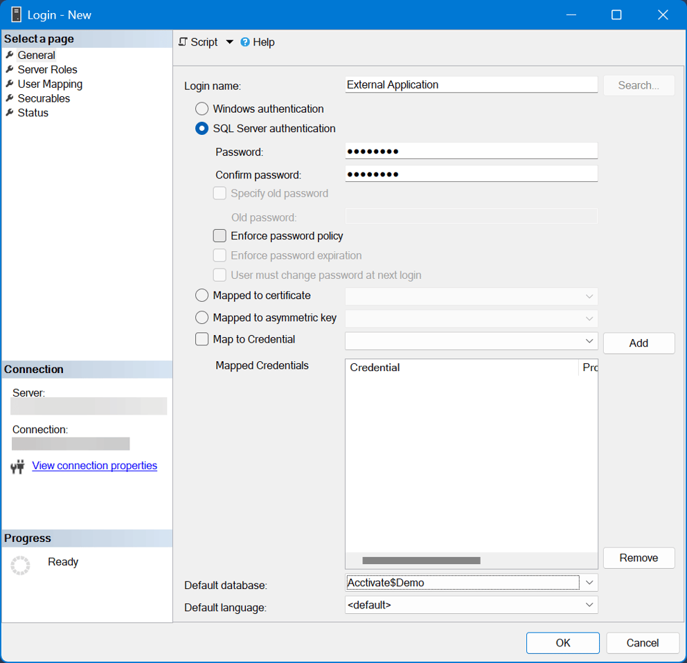 Creating a read-only SQL Server user Account.