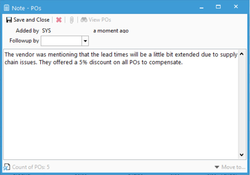 Using manager windows to bulk add notes to records.