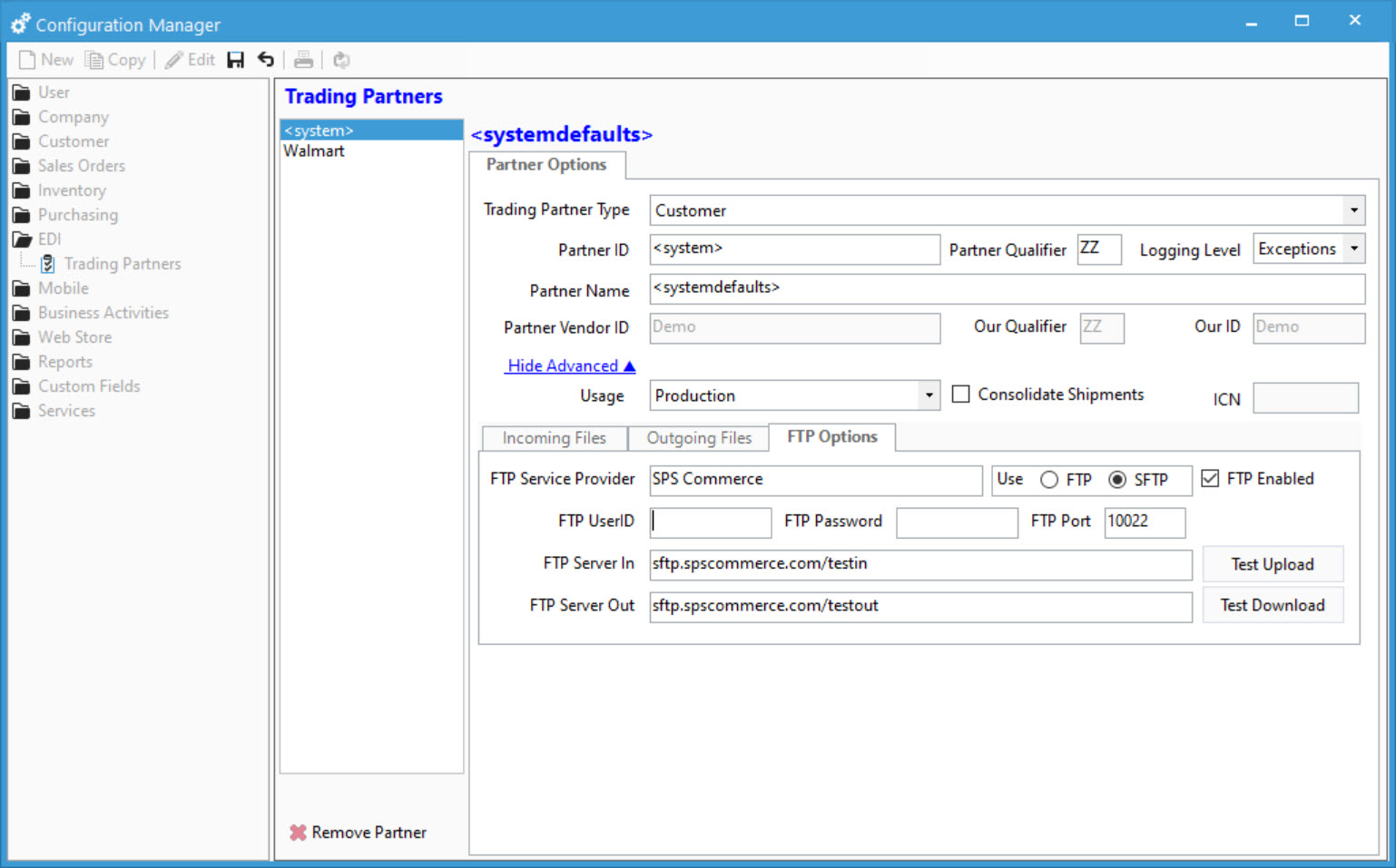 Setting up an FTP/SFTP Connection For EDI