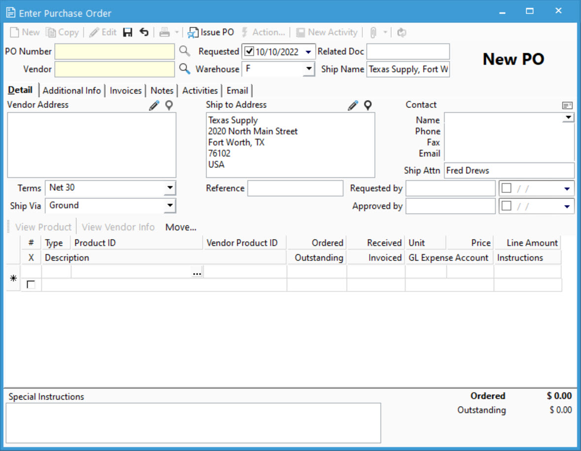 Overview of Acctivate's purchase order functionality.