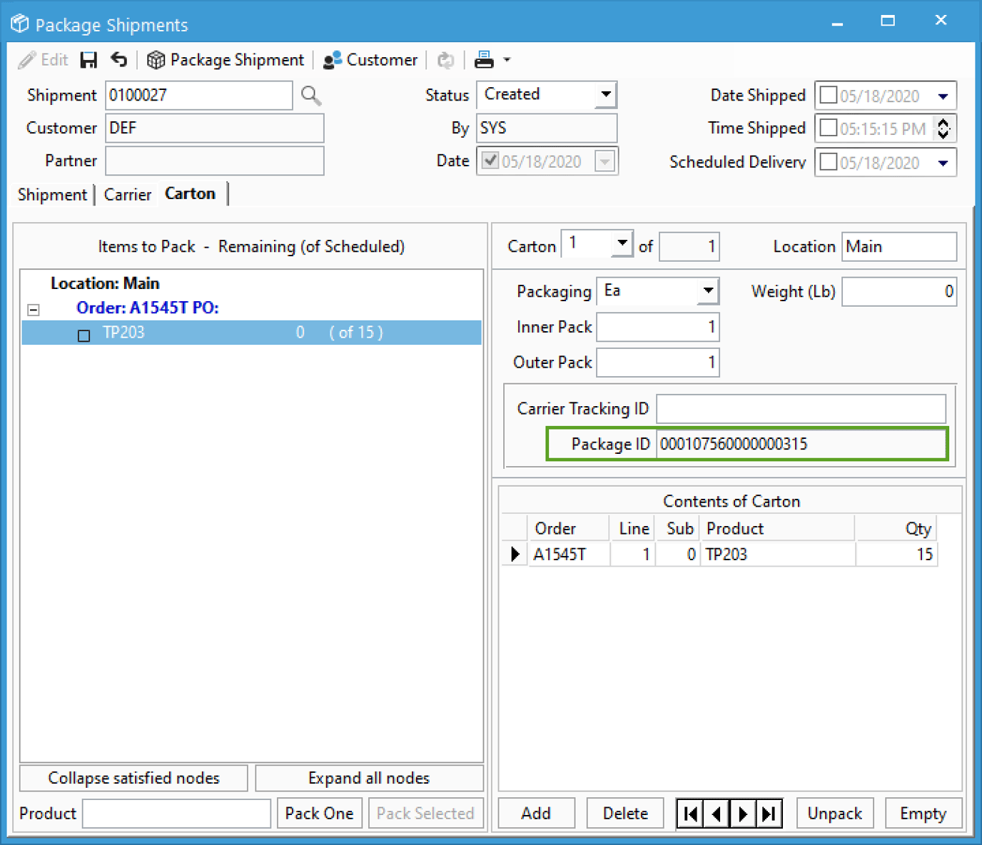 Configuring SSCC-18 Package IDs for EDI.