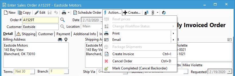 What are the different stages of a sales order?