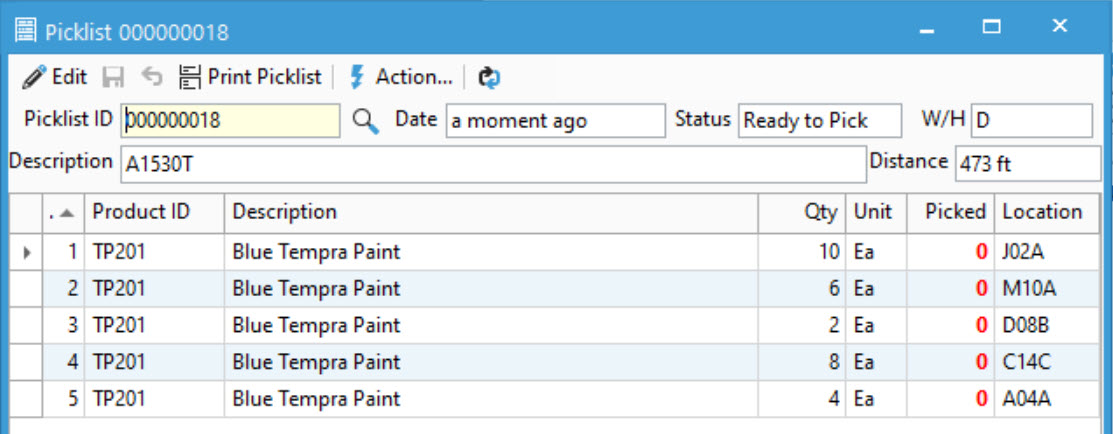 How do Picklists assign locations and calculate a picking route?