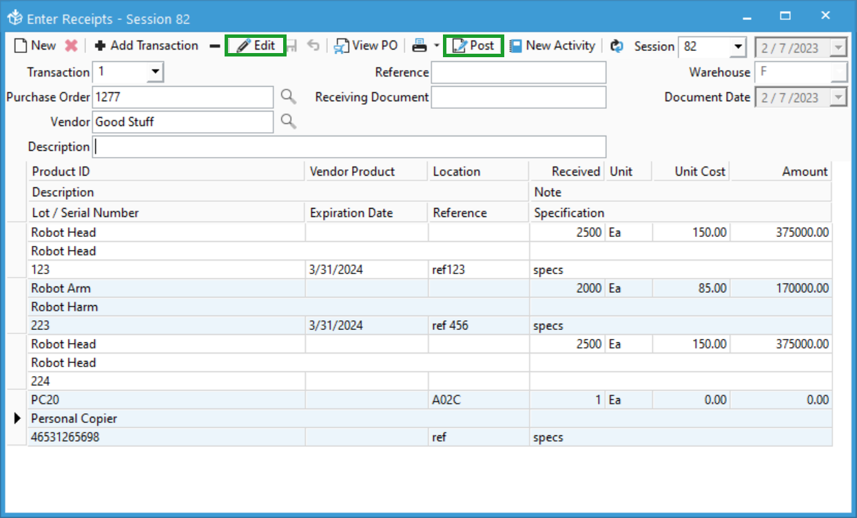 Find and Post an unposted Inventory Receipt Transaction