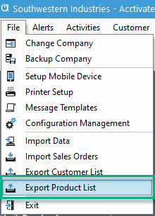 Exporting the Product List