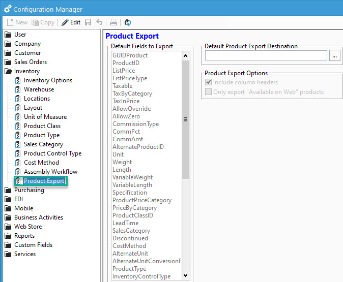 Exporting the Product List