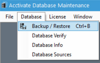 How to back up/restore the Acctivate Database.
