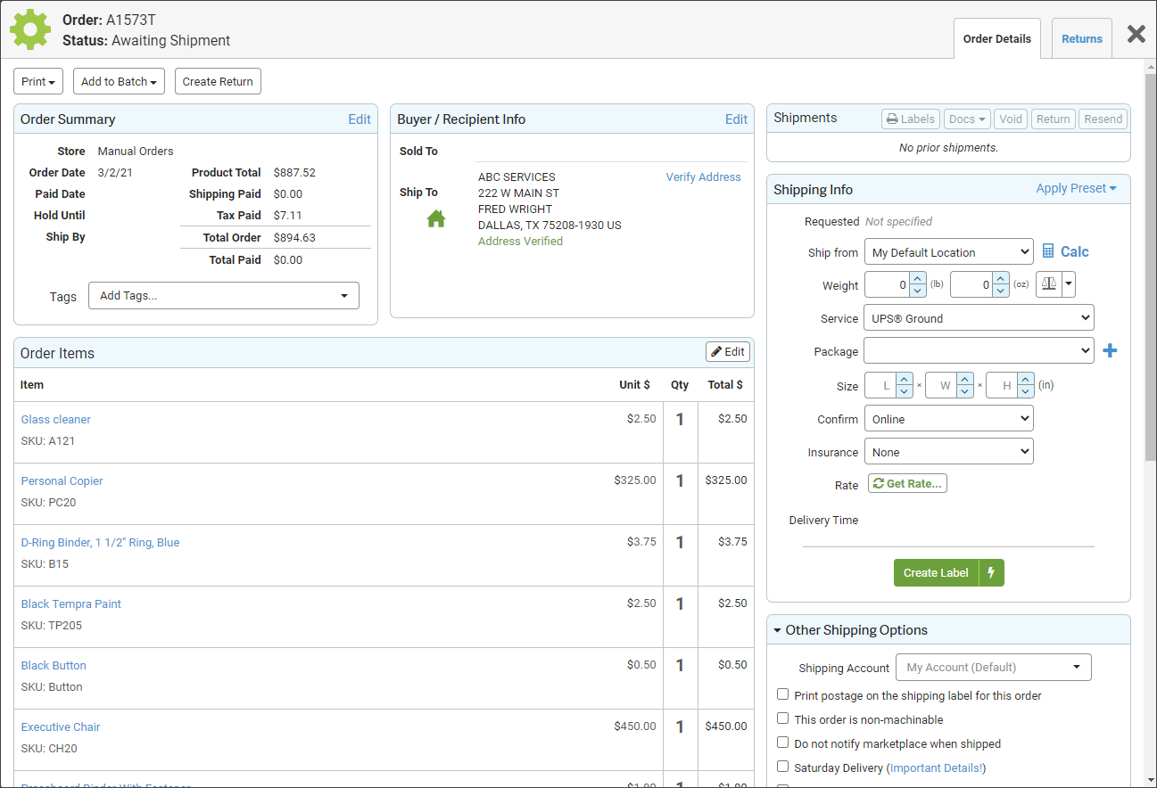 What information synchronizes to ShipStation?