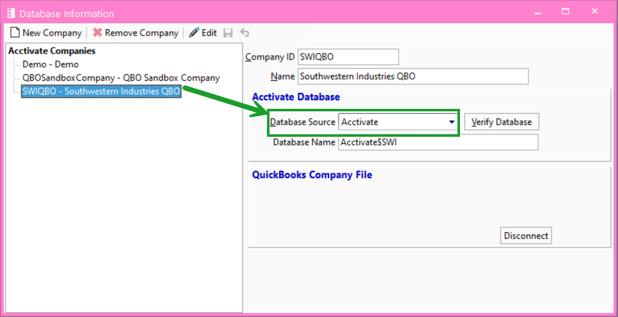 Locating the Acctivate database path
