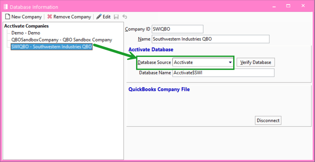 Locating the Acctivate database path
