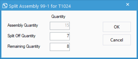 Splitting Assembly quantities off into their own session