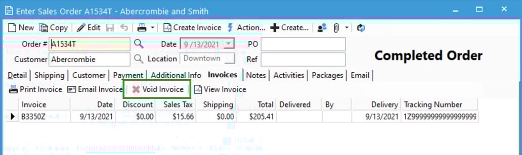 Voiding an invoice