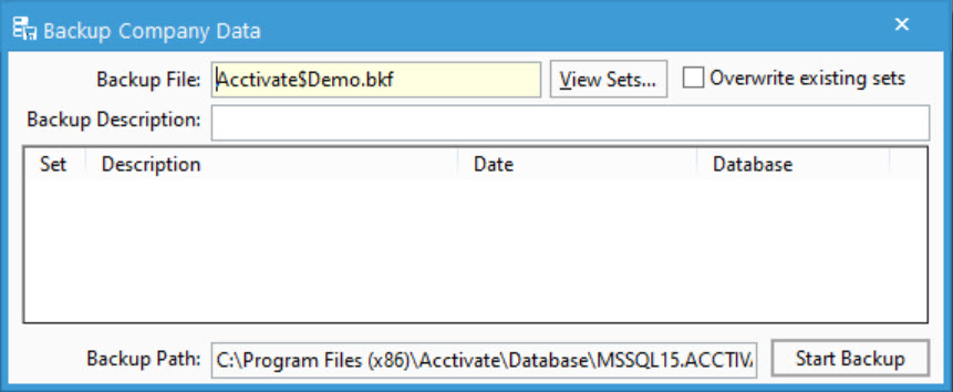 How to back up/restore the Acctivate Database.