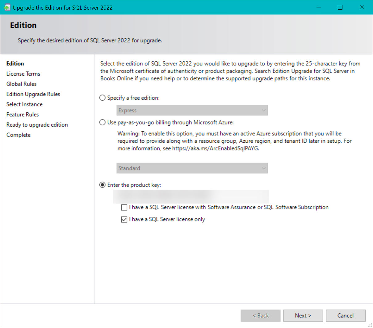 Upgrading to Microsoft SQL Standard from a 64-bit instance of SQL Express.