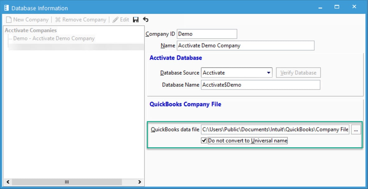 Syncing with QuickBooks Desktop after moving a QuickBooks company file.