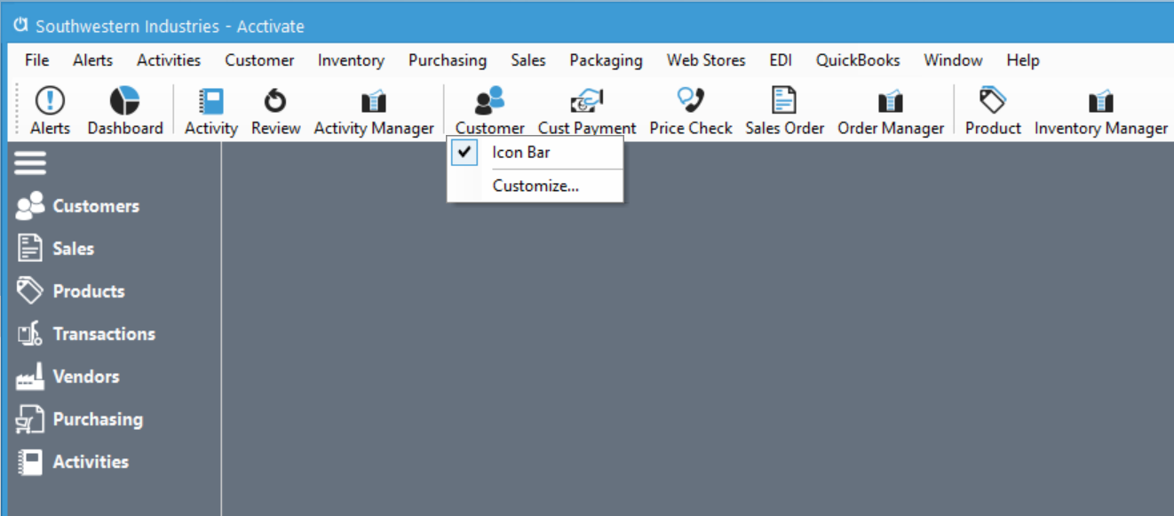 How to Enable or Disable the Icon Bar