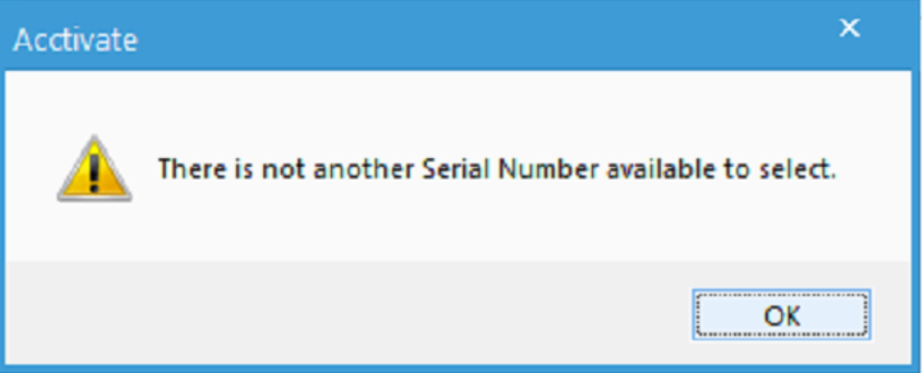 There is not another Serial Number available to select.