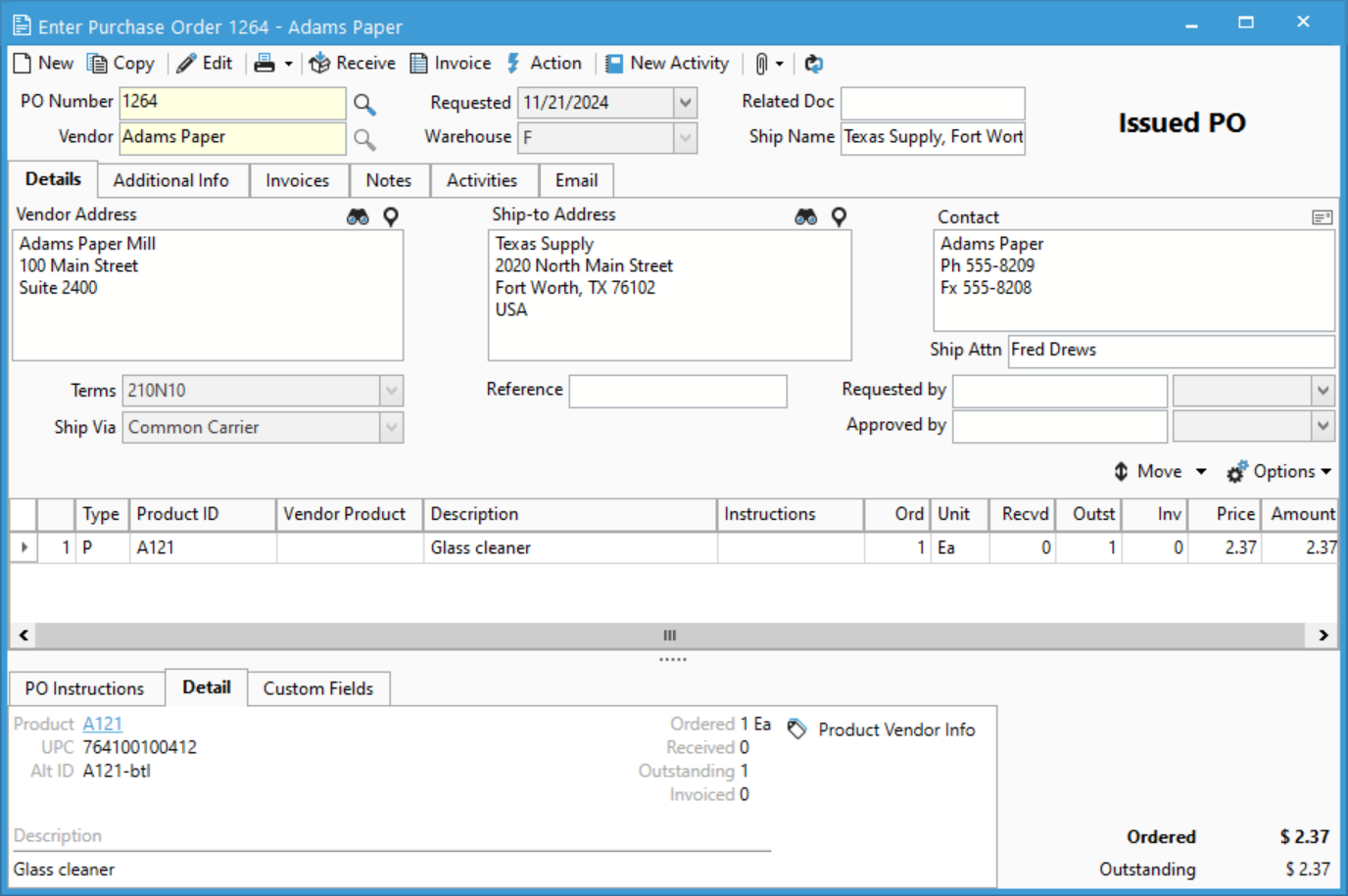 How to Access and Use the Purchase Order Window.