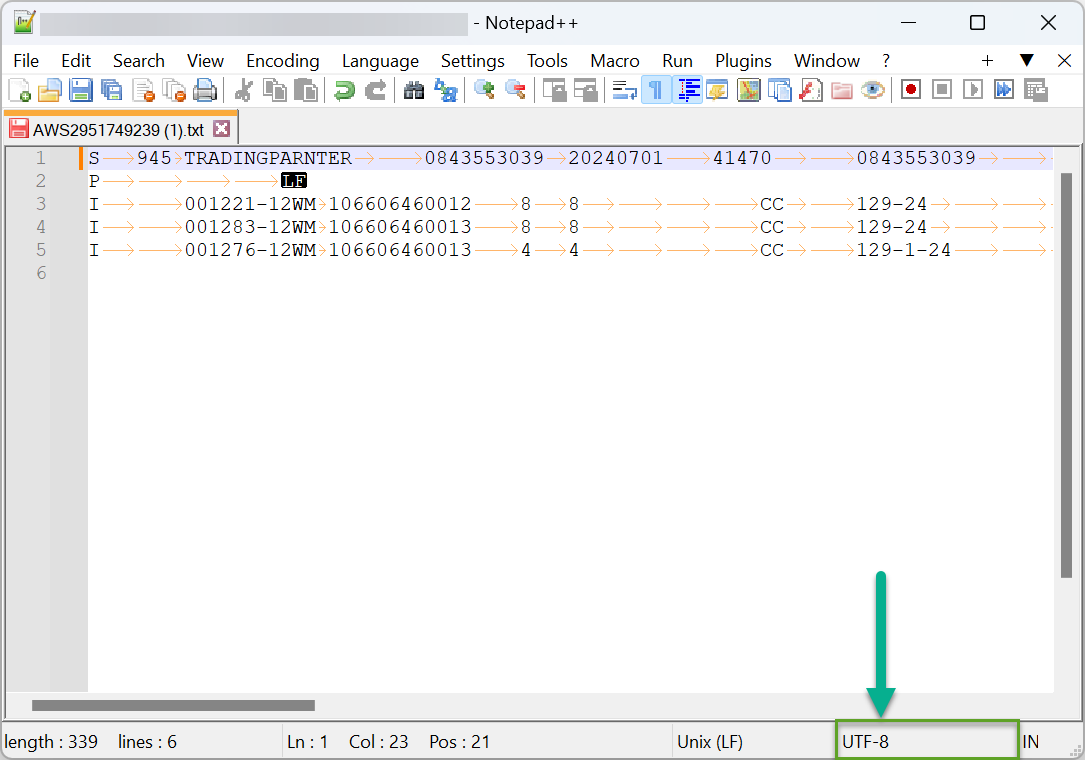 What encoding type is support for EDI Transactions?