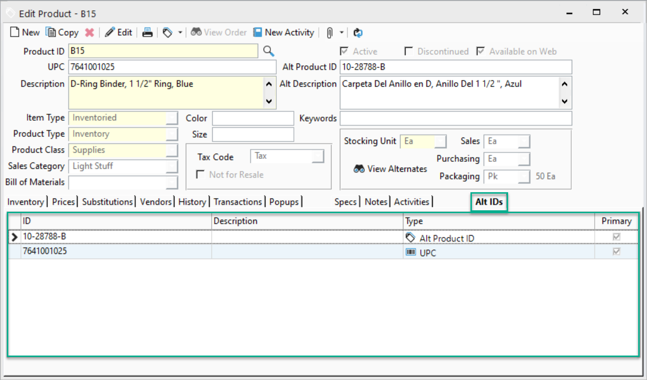 Commonly accessed database views for Product Information