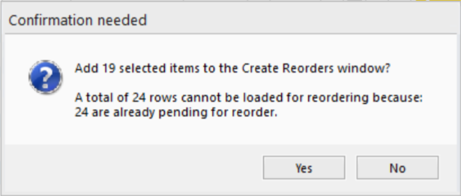 Receiving "A total of X rows cannot be loaded for reordering because: X are already pending for ...