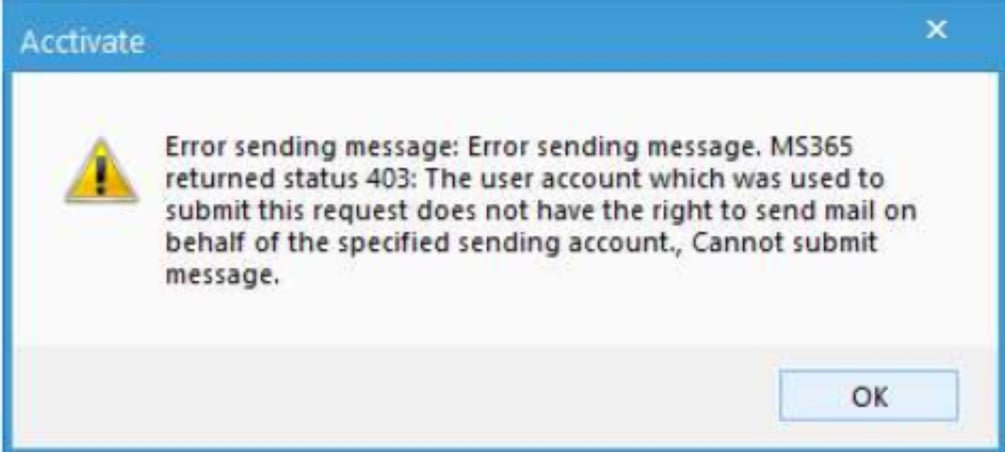Error sending message: Error sending message. MS365 returned status 403...