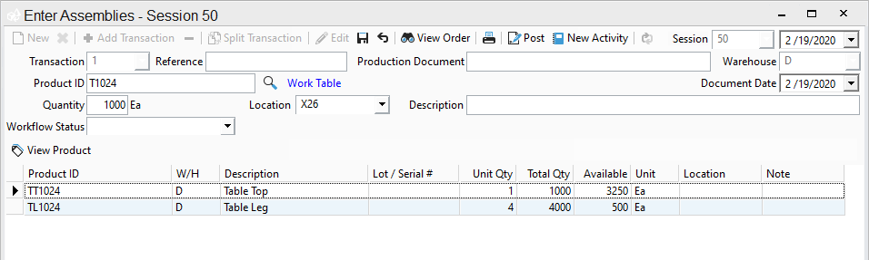 What Does the Inventory Assembly Window Contain?