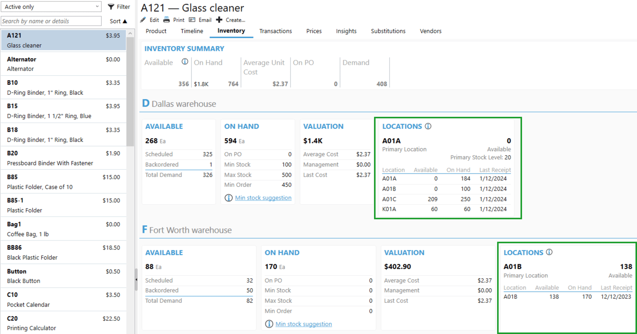 Using Warehouse Locations to Track and Manage Inventory.