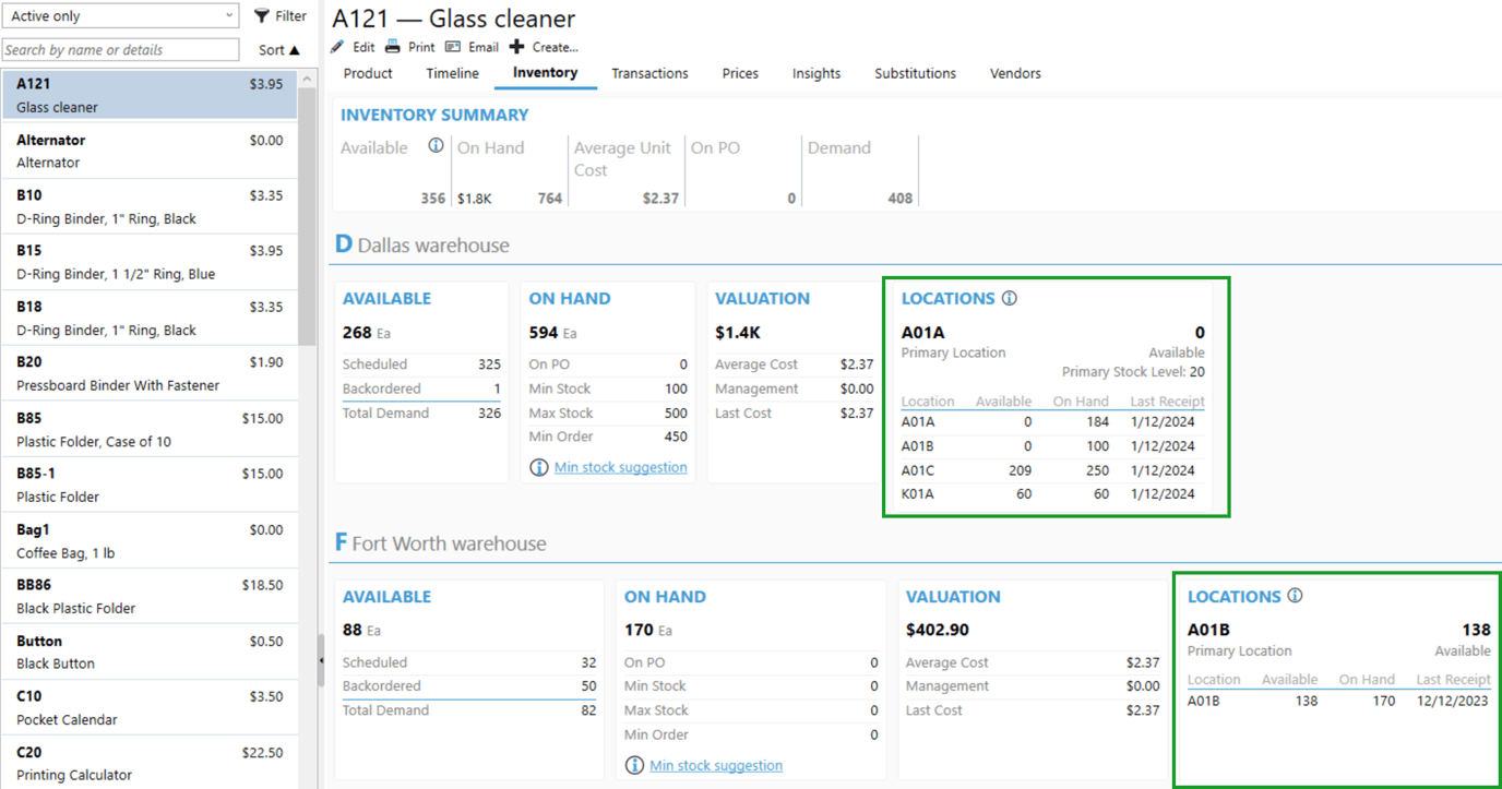 Using Warehouse Locations to Track and Manage Inventory.