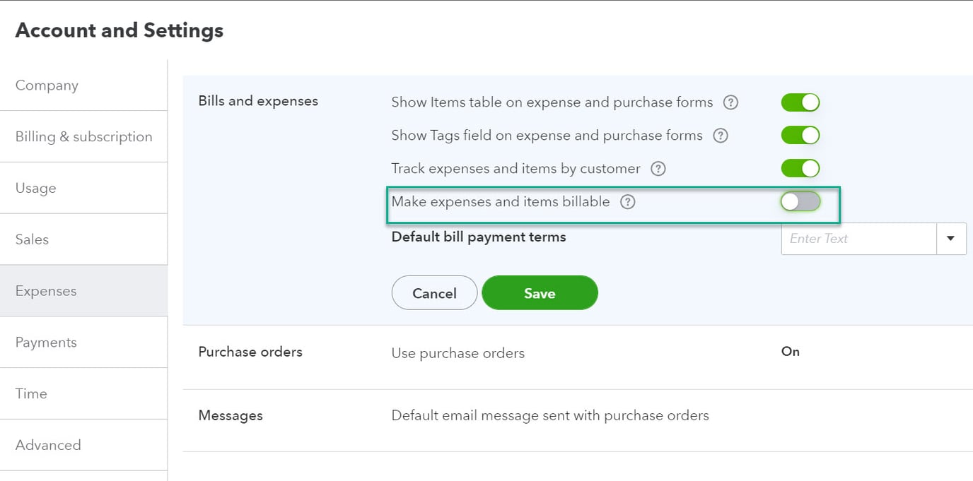 Why are expenses on Vendor Bills being marked billable in QuickBooks?