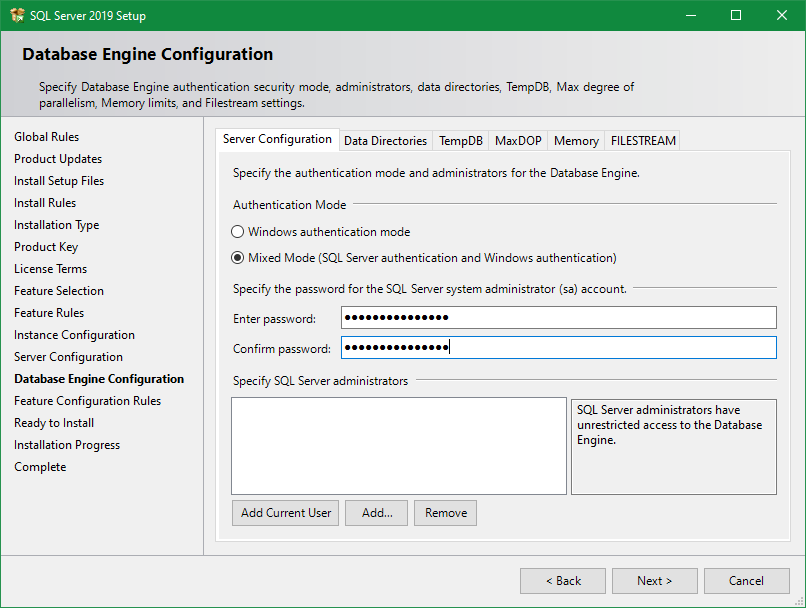 Setting up a SQL Standard instance for Acctivate