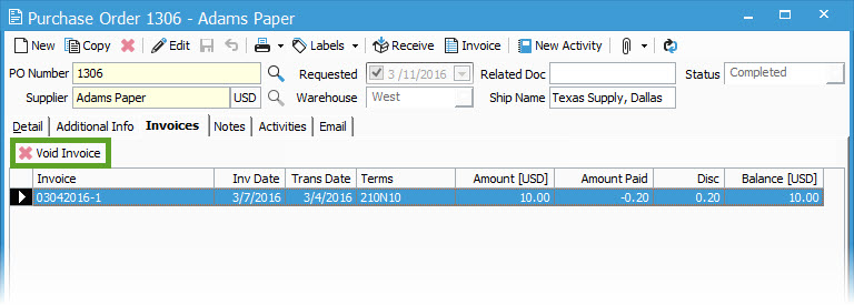 Voiding Purchase Invoices.
