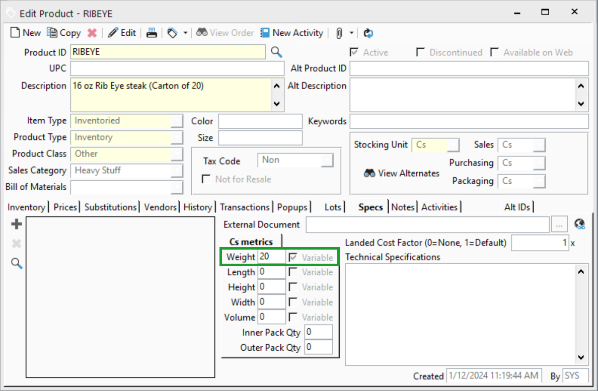 Creating and using Catch-weight products.